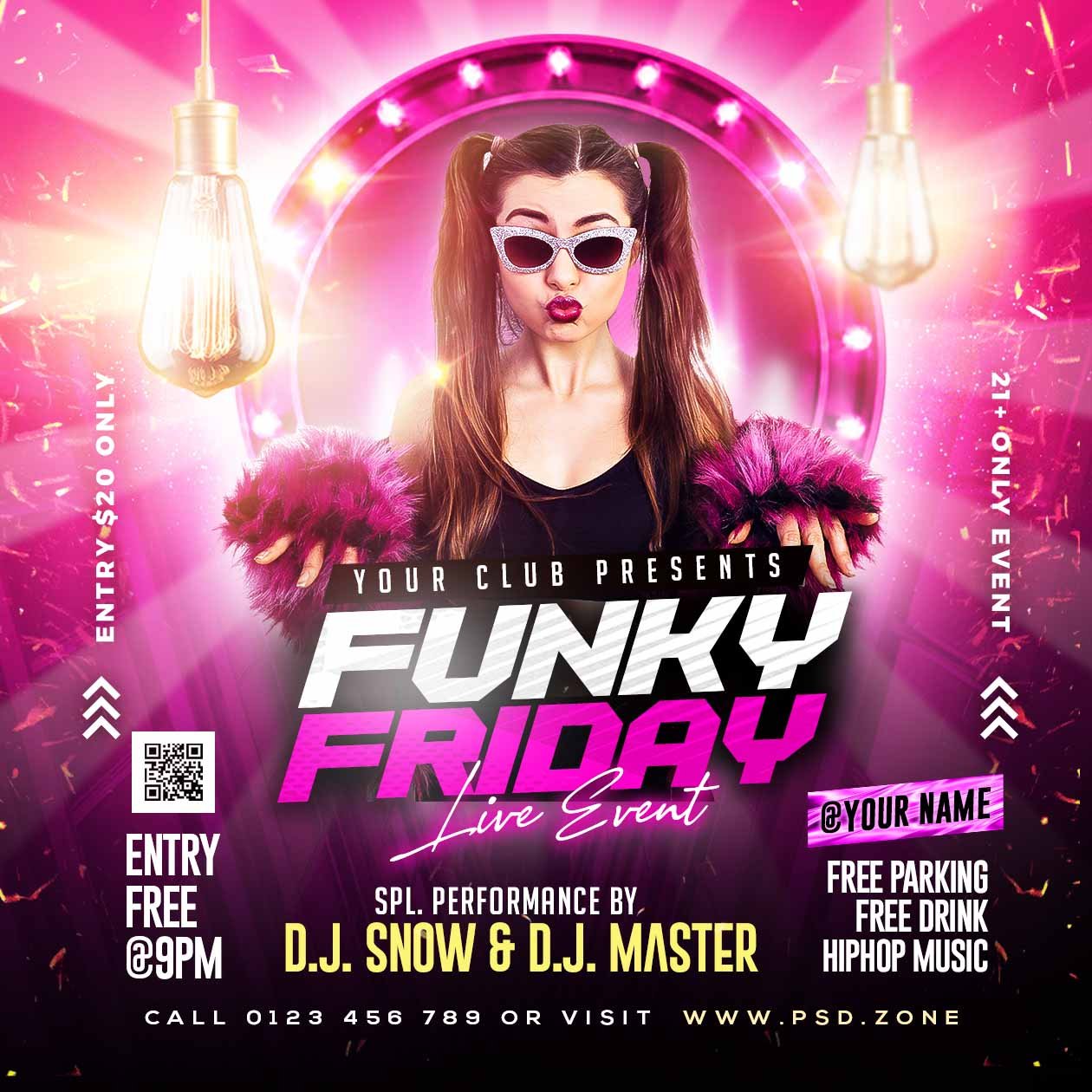 Funky friday live event party social media post PSD – PSD Zone