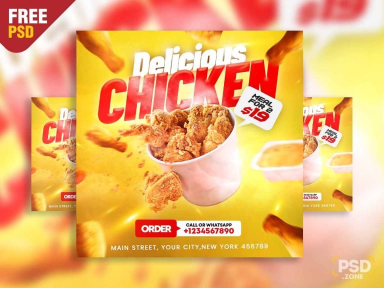 Delicious chicken food social media post PSD – PSD Zone