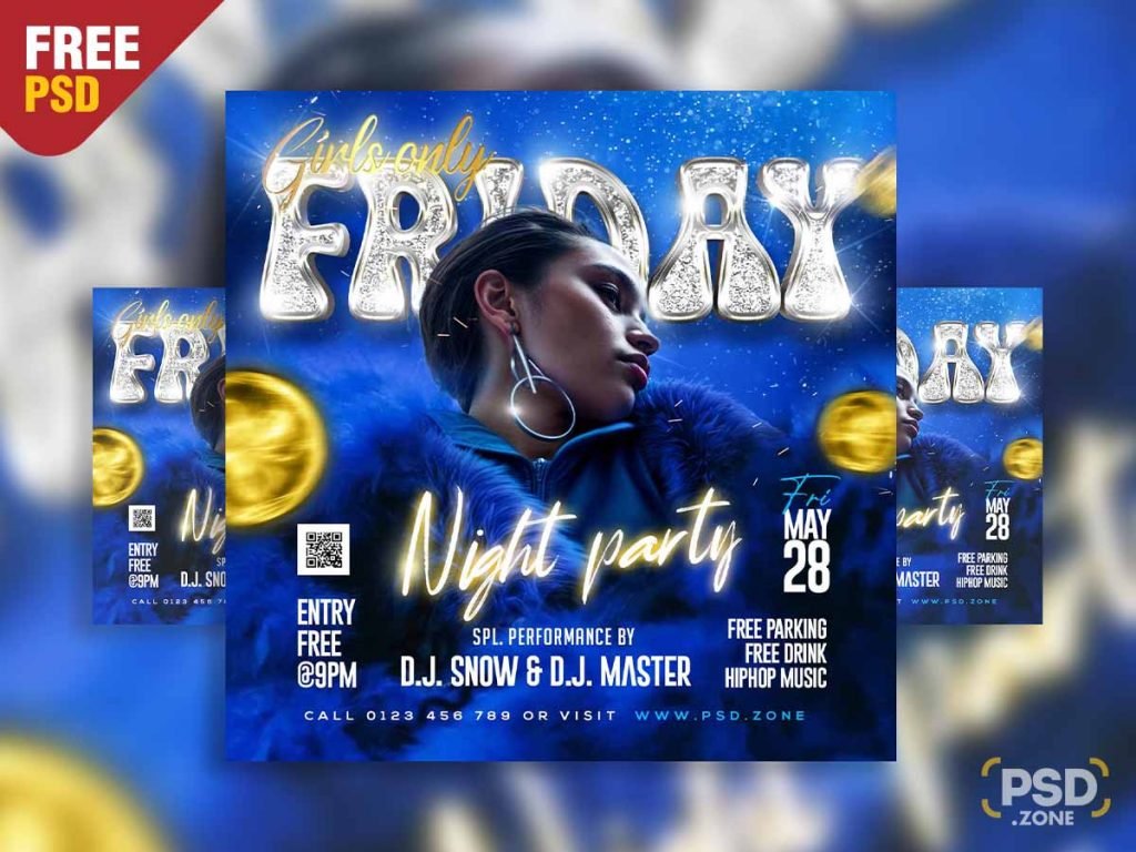 Girls only Friday night party social media post PSD – PSD Zone